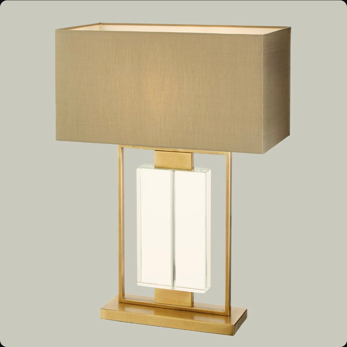 Decolight Rhiannon Antique Brass Finish Crystal Table Lamp Lampshade